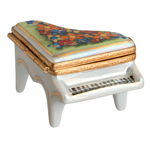MUSIC: Genuine Limoges Box from Artoria-Limoges Flowery White Piano ...